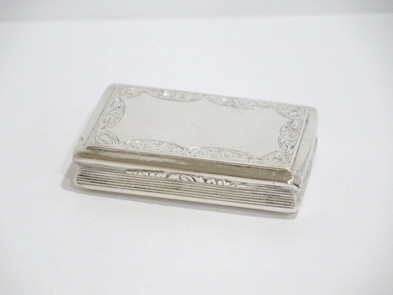 3 3/8 in - Sterling Silver Antique English 1844 Floral Scroll Snuff Box ...