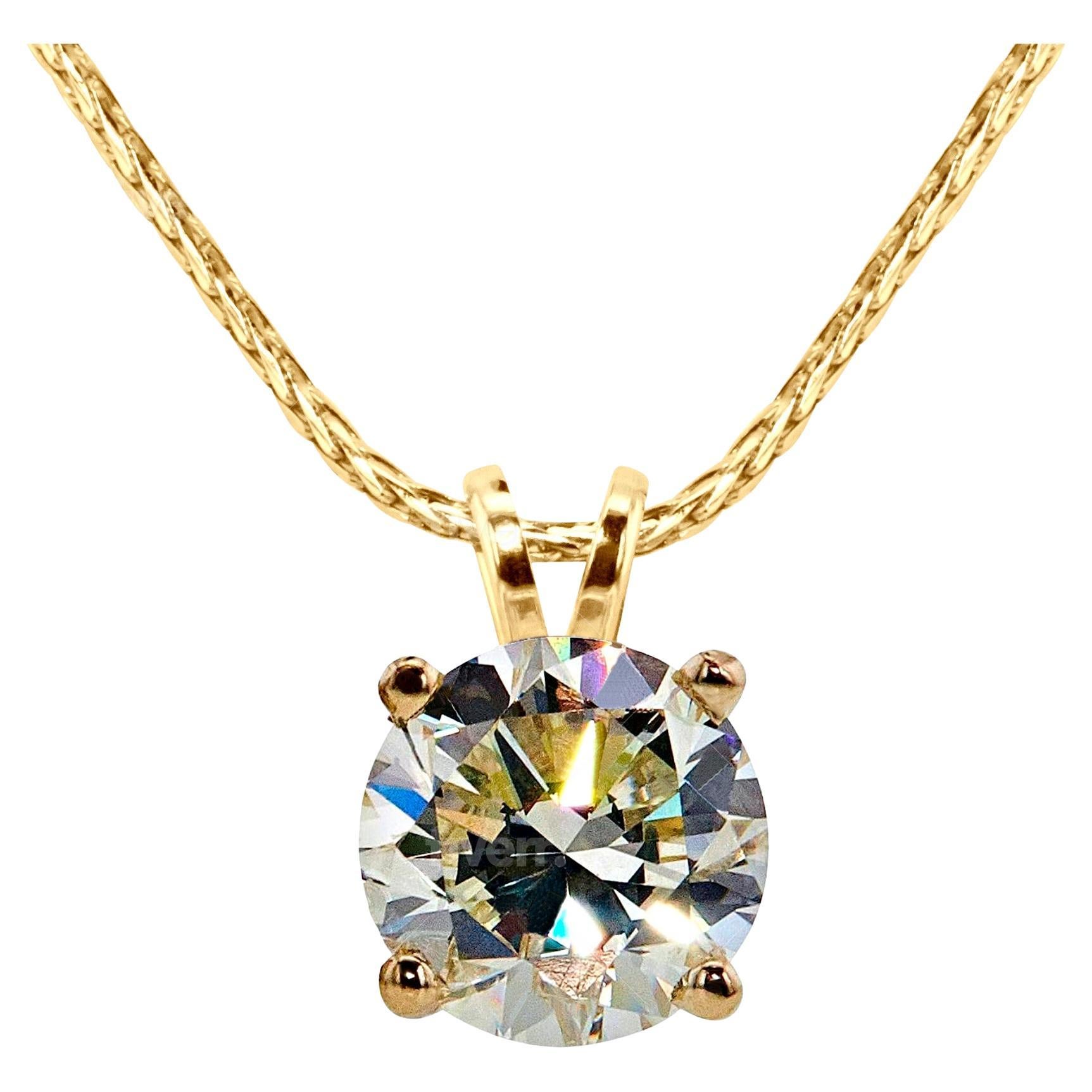 Yellow Gold Diamond Solitaire Pendant - 14k Round Brilliant .50ct For ...