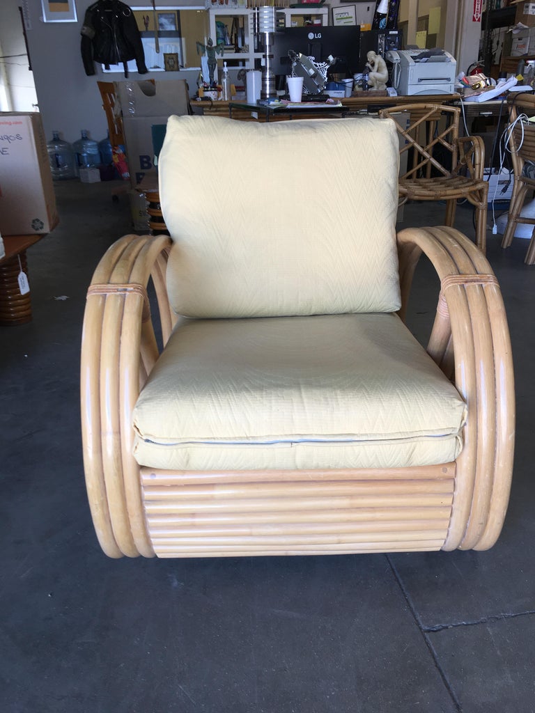 3/4 Round Pretzel Restored Large Pole Rattan Lounge Chair at 1stDibs ...