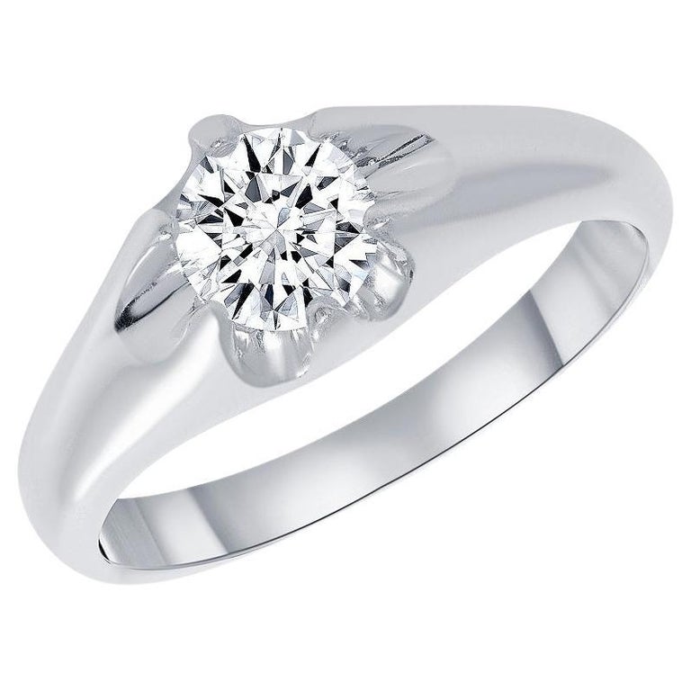 Customizable 3/4ct. Round Cut Natural Diamond Solitaire Men's Ring For ...