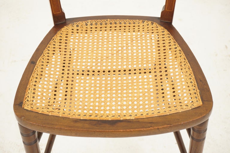 3 Ant. Victorian Walnut Inlaid Bedroom Chairs Wicker Seats, Scotland ...