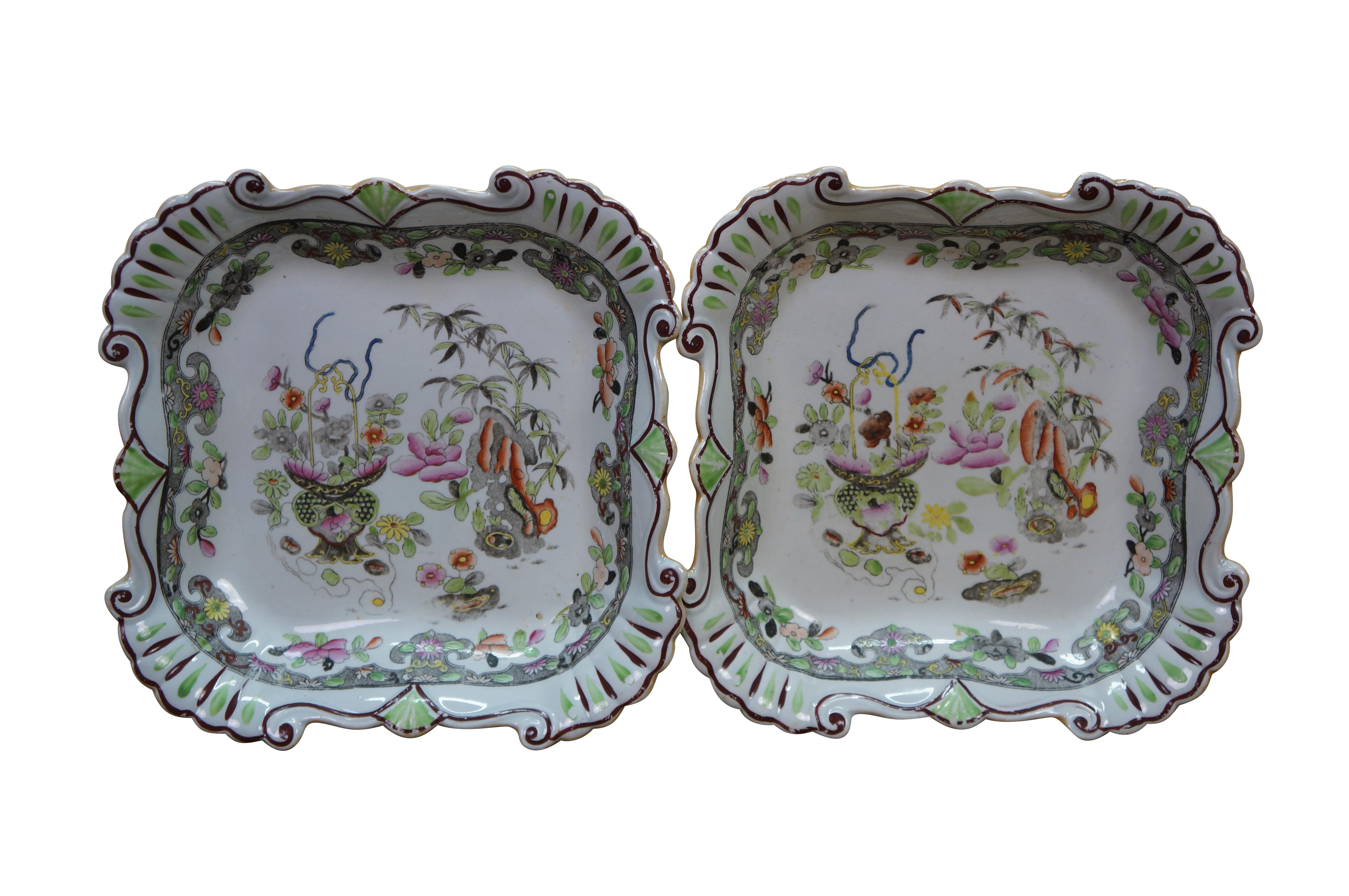 3 Antique 1825 Stephan Folch Bamboo and Basket Ironstone China Serving ...