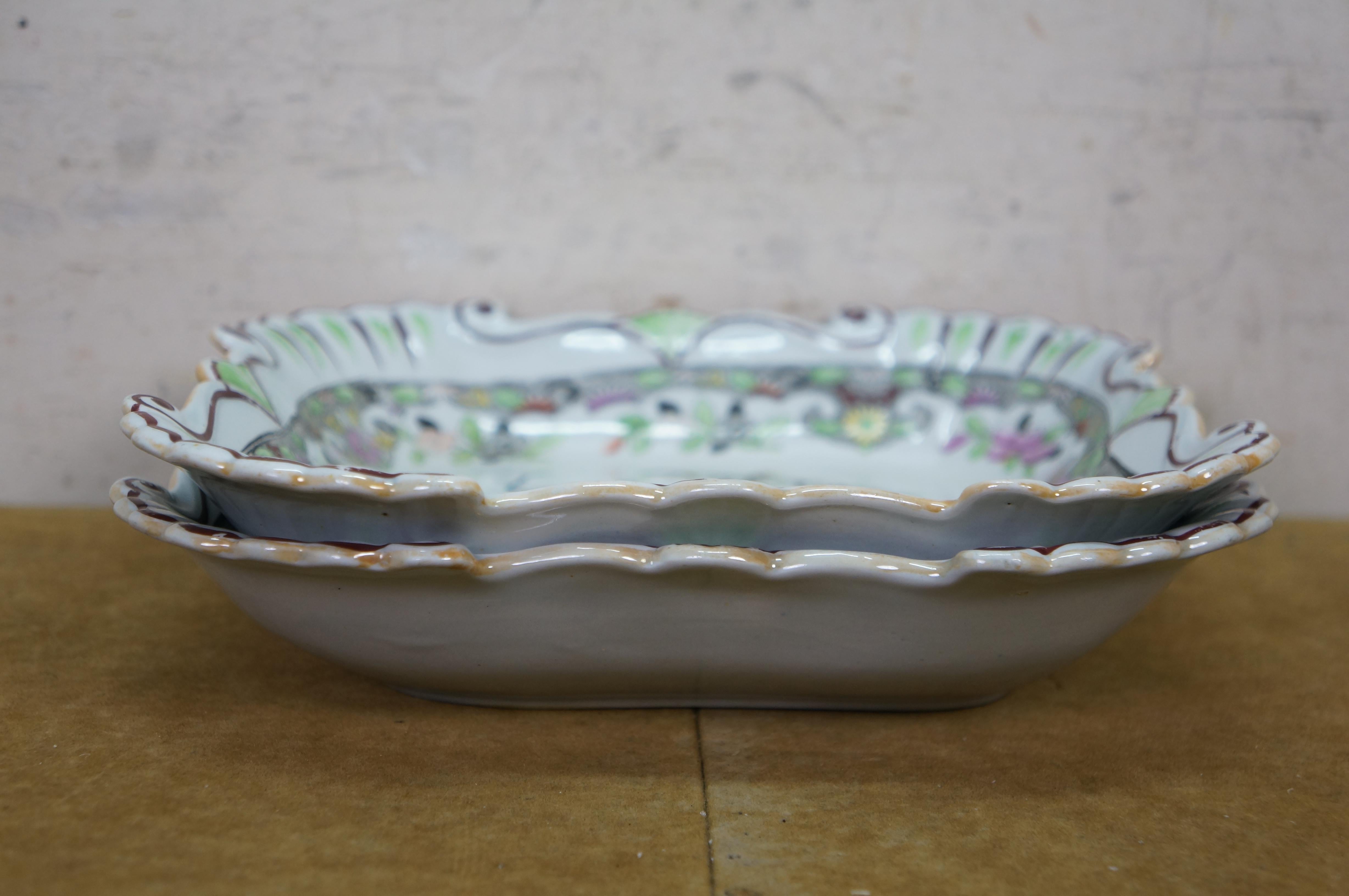 3 Antique 1825 Stephan Folch Bamboo and Basket Ironstone China Serving ...