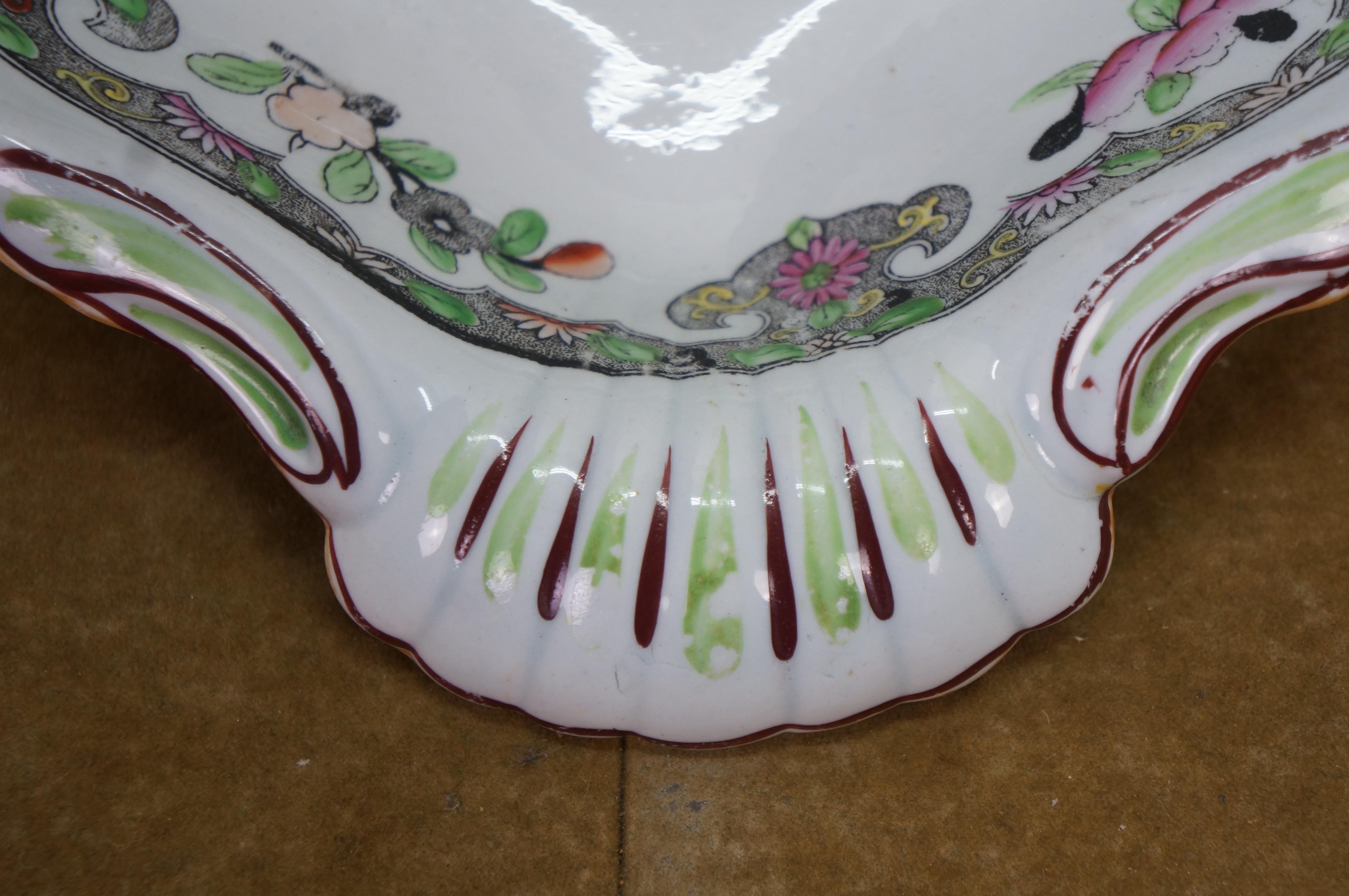 3 Antique 1825 Stephan Folch Bamboo and Basket Ironstone China Serving ...