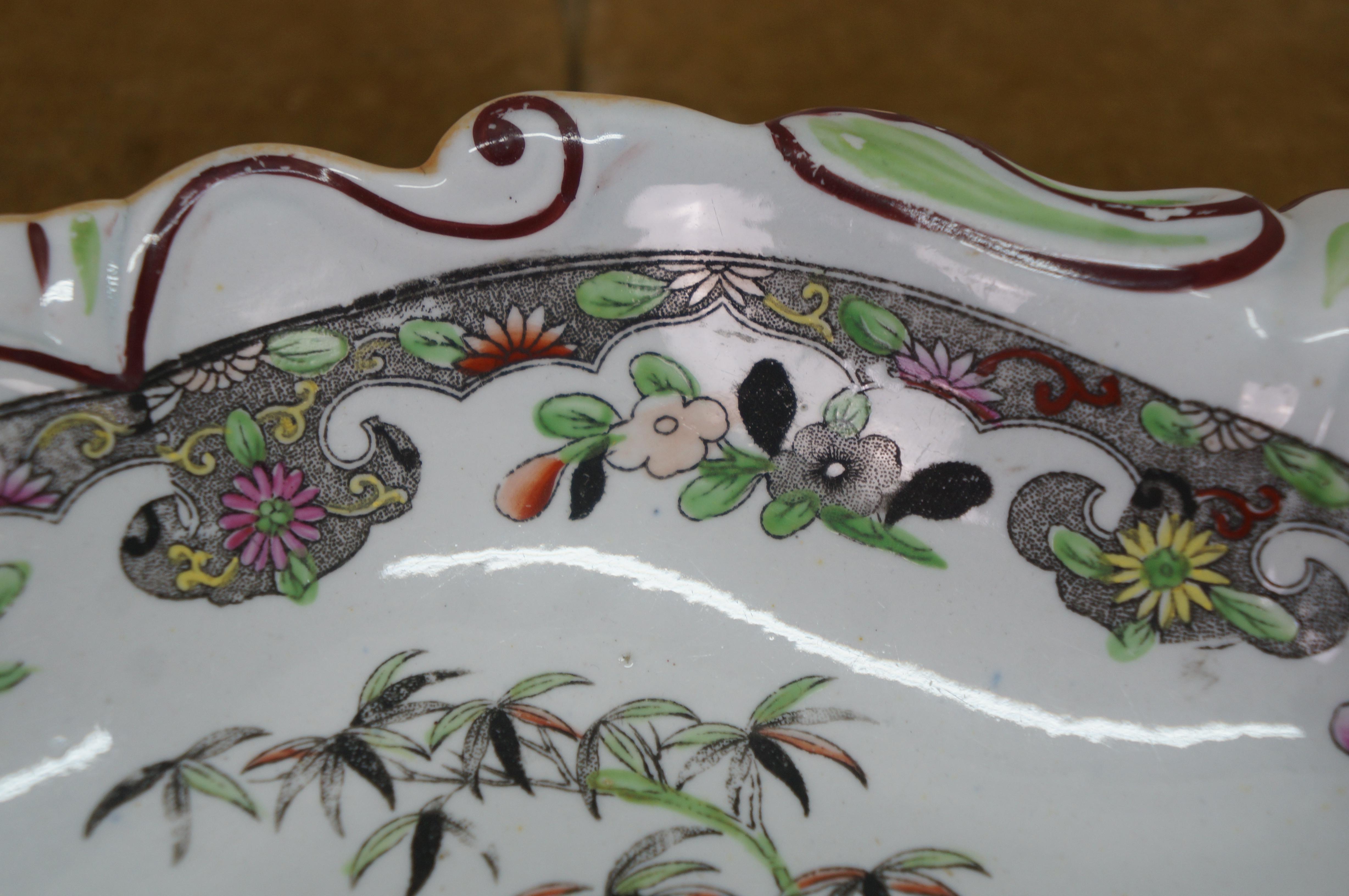 3 Antique 1825 Stephan Folch Bamboo and Basket Ironstone China Serving ...