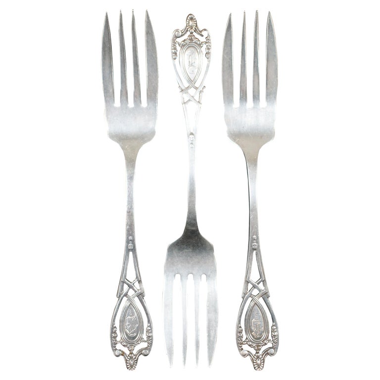 3 Antique Rogers Lunt Bowlen RLB Sterling Silver Salad Forks Monticello ...