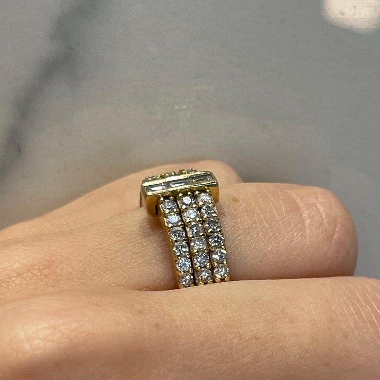 3 Band Diamond Ring in Yellow Gold For Sale at 1stDibs