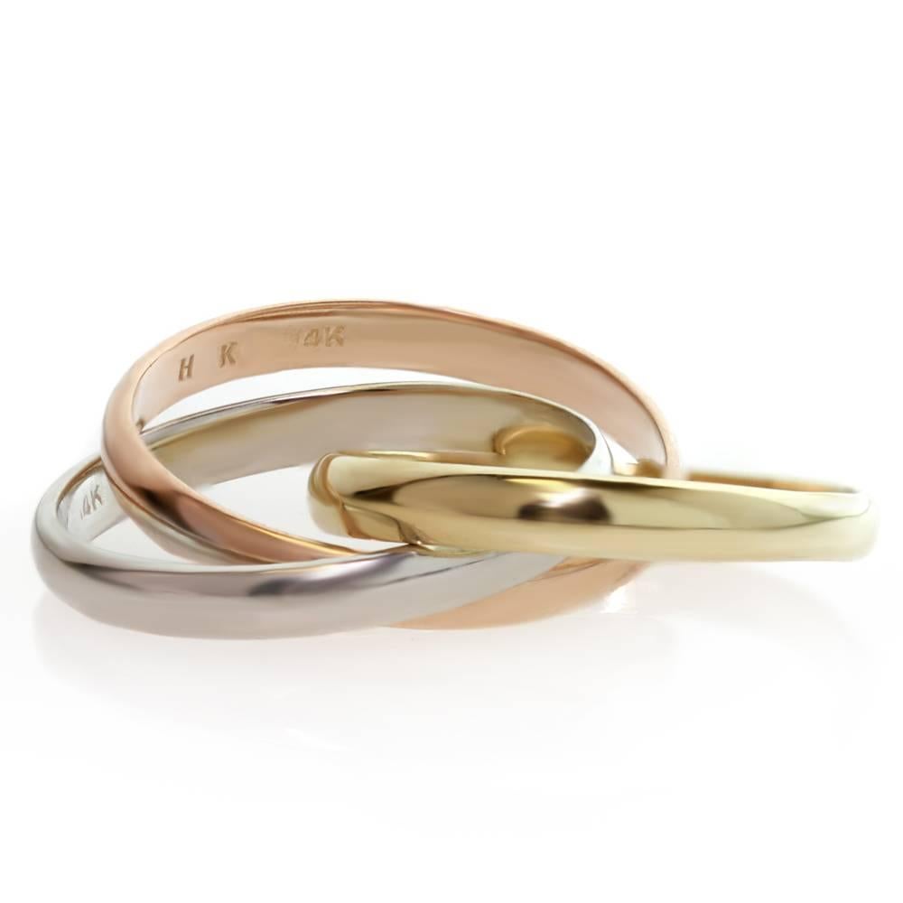 Three-Band Tri-Gold Rolling Ring at 1stDibs | three band ring, three ...