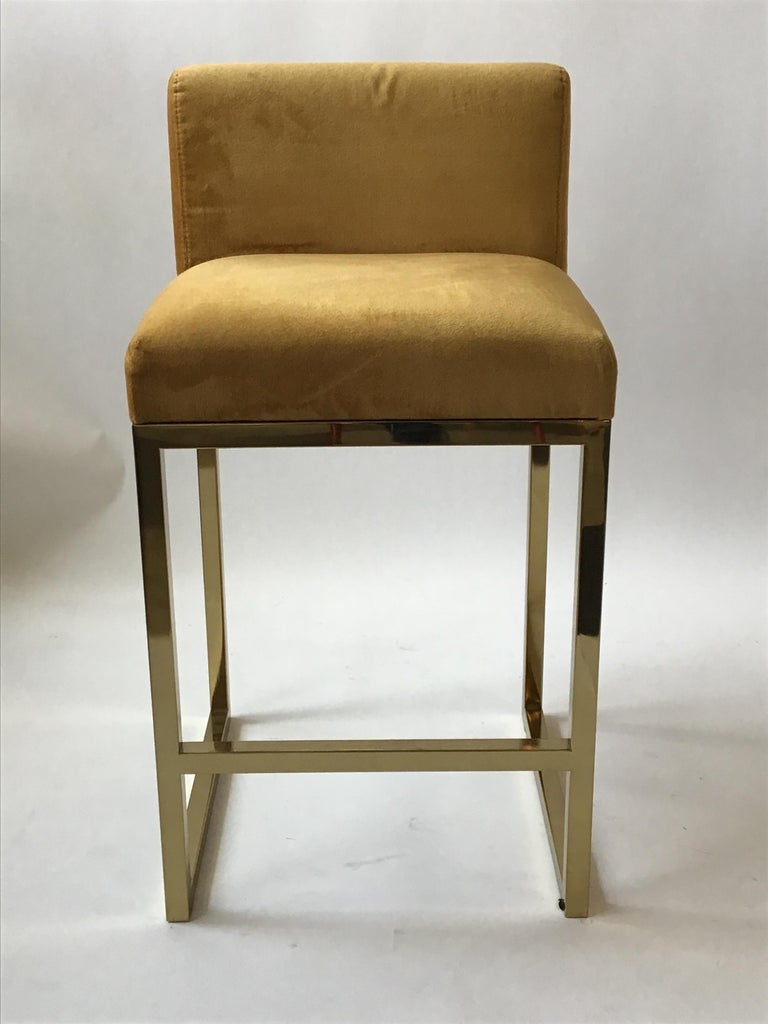 3 Brass Bar and Counter Stools at 1stDibs