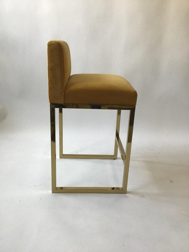 3 Brass Bar and Counter Stools at 1stDibs