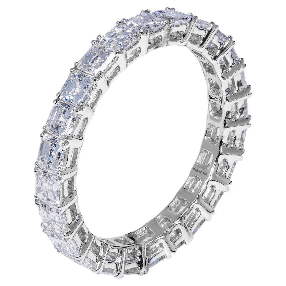 4 Carat Asscher Cut Diamond Eternity Band Certified For Sale at 1stDibs ...