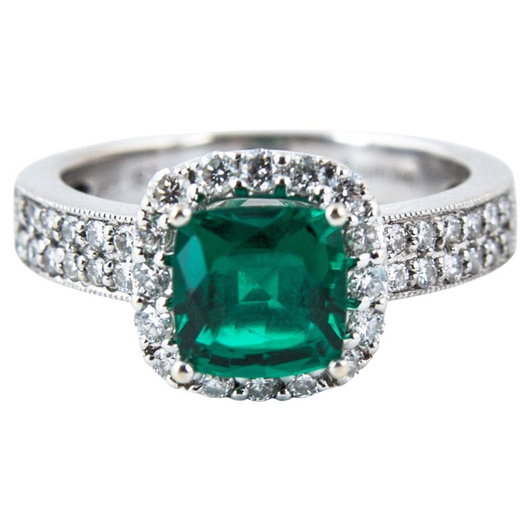 Customizable 3 Carat Colombian Emerald Engagement Ring, Emerald Diamond Cocktail Bridal Ring For ...