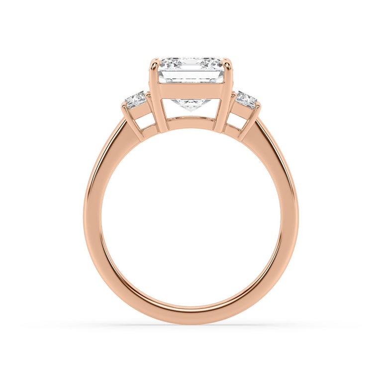 3 Carat Emerald Cut Diamond Bezel Set Engagement Ring Rose Gold For ...