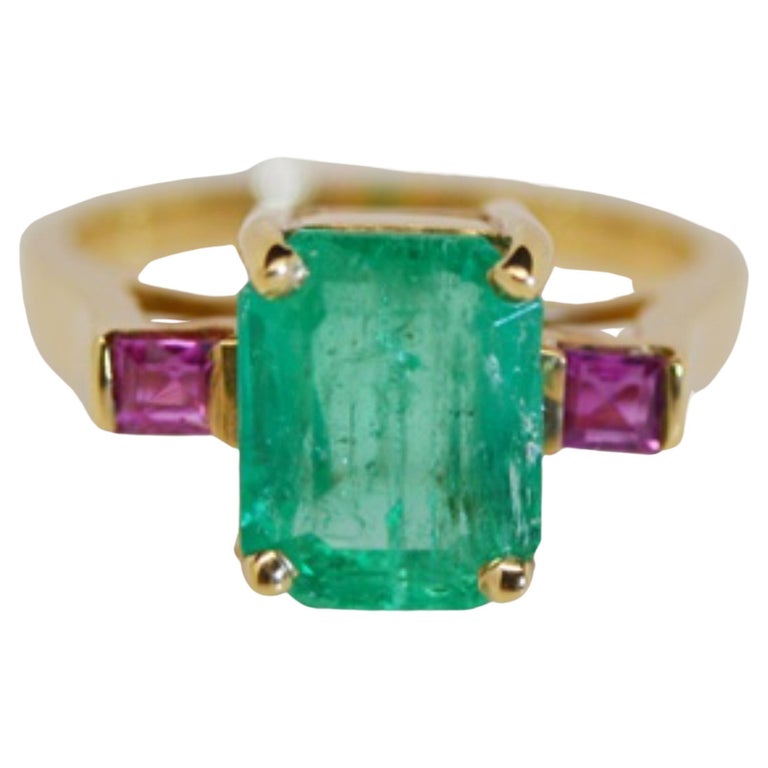 Customizable Unique 3 Carat Certified Natural Emerald and Ruby ...