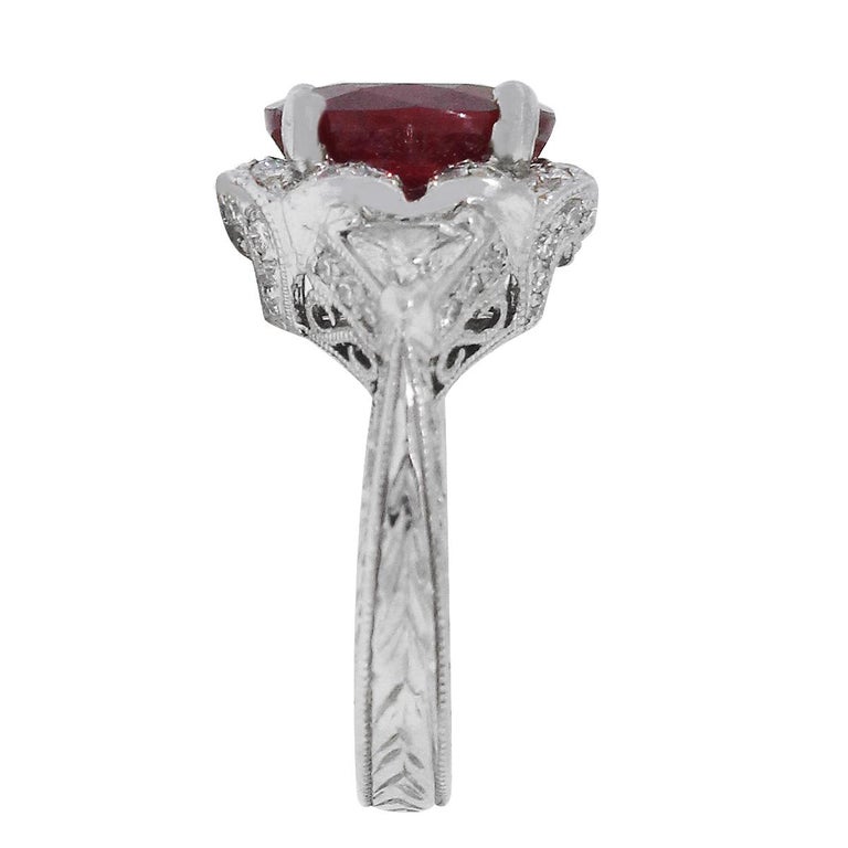 3 Carat Glass Filled Ruby Ring For Sale at 1stDibs