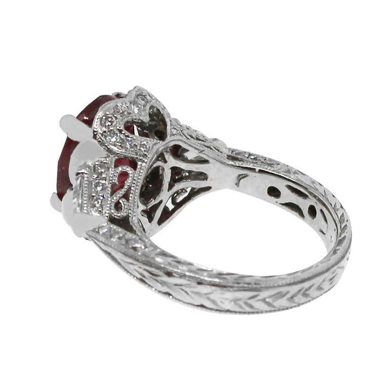 3 Carat Glass Filled Ruby Ring For Sale at 1stDibs