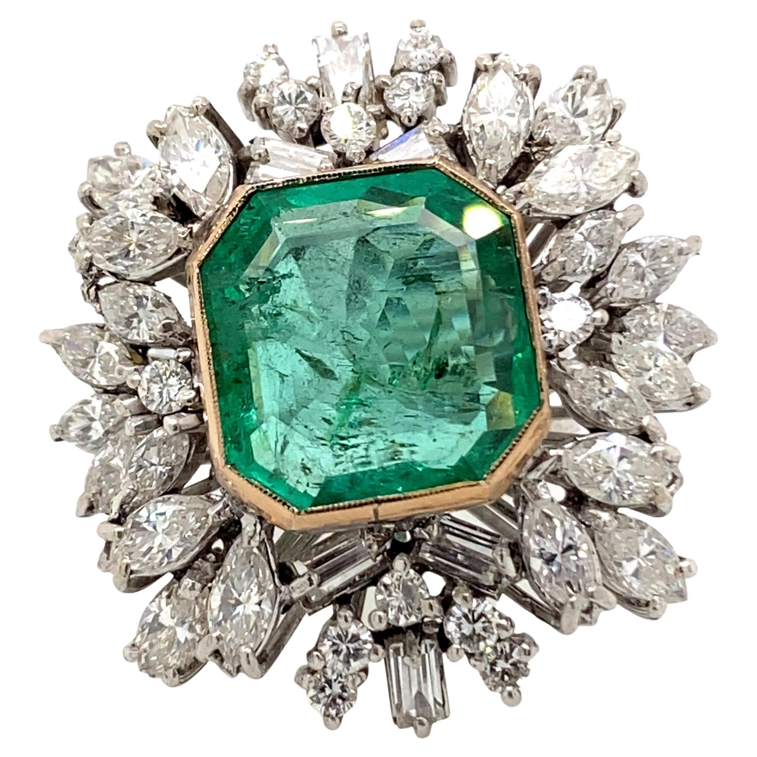 Customizable 2 Carat Natural Emerald and Diamond Minimalist Ring White ...