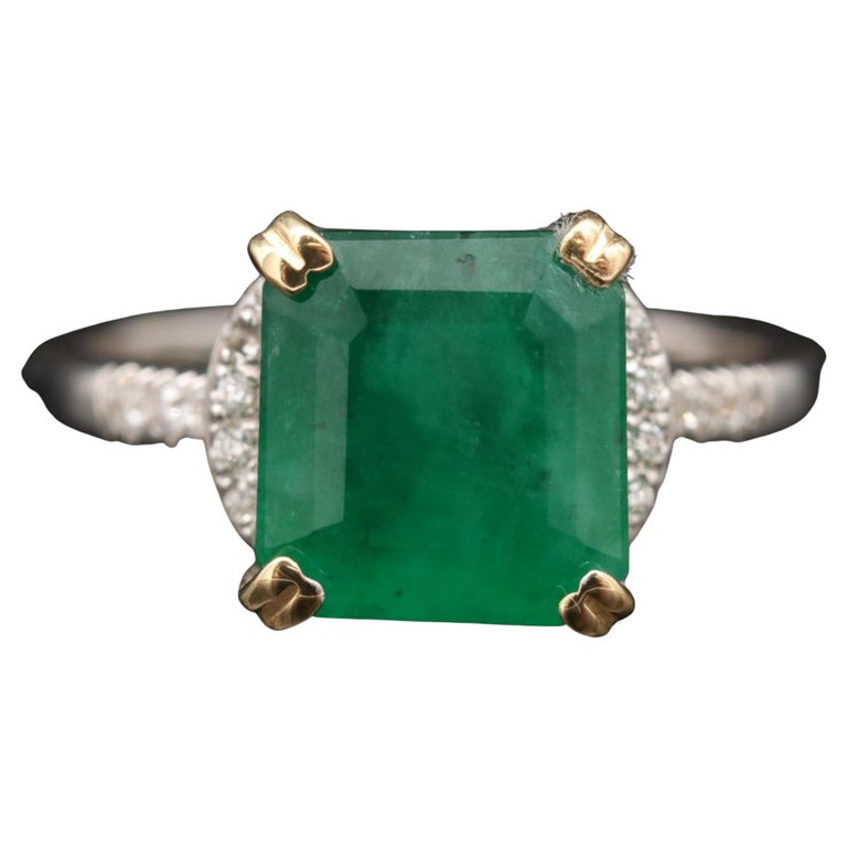 Customizable 3 Carat Natural Emerald Engagement Ring, Minimalist ...