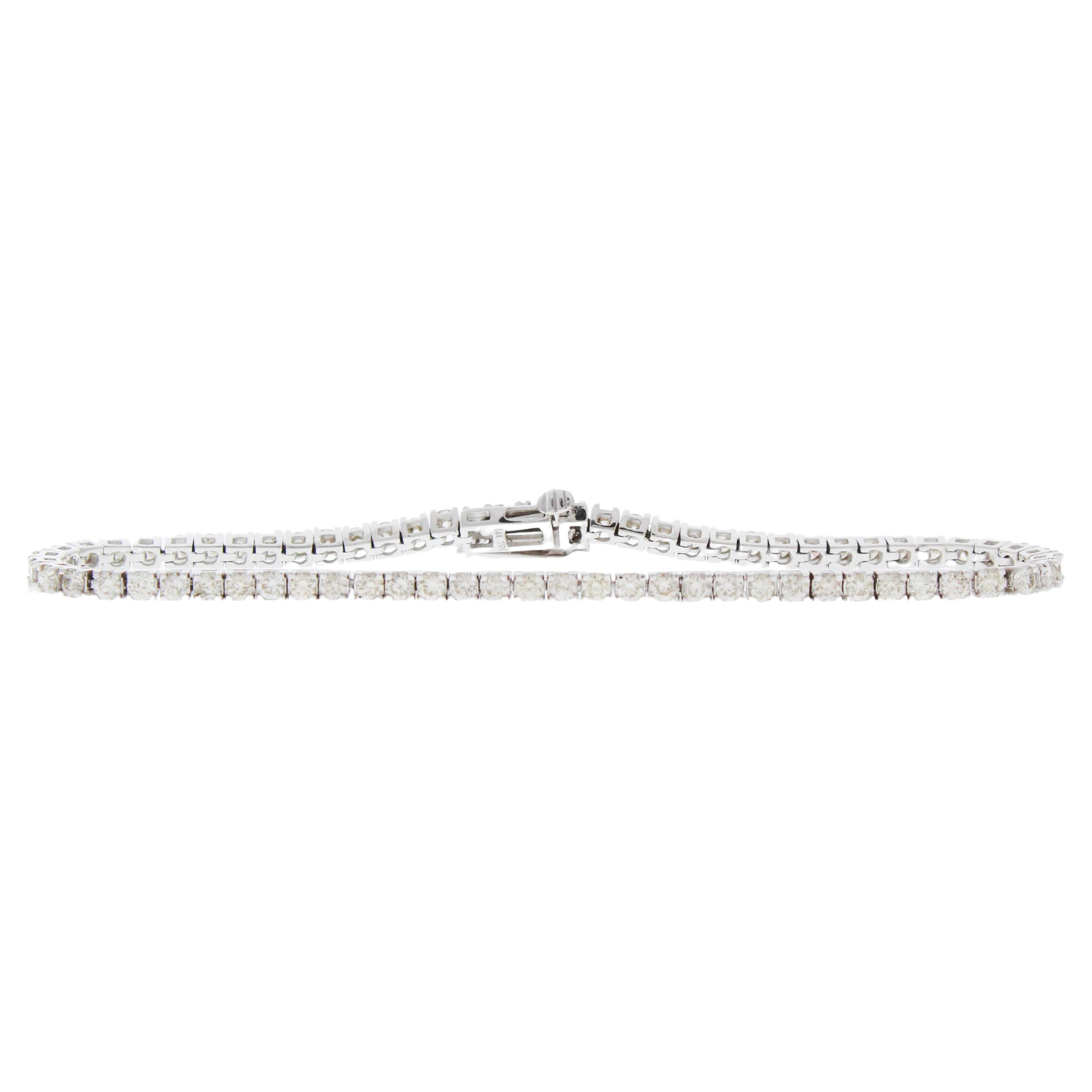 1 Carat Natural Round Diamond 4 Prong Tennis Bracelet In 14 Karat White