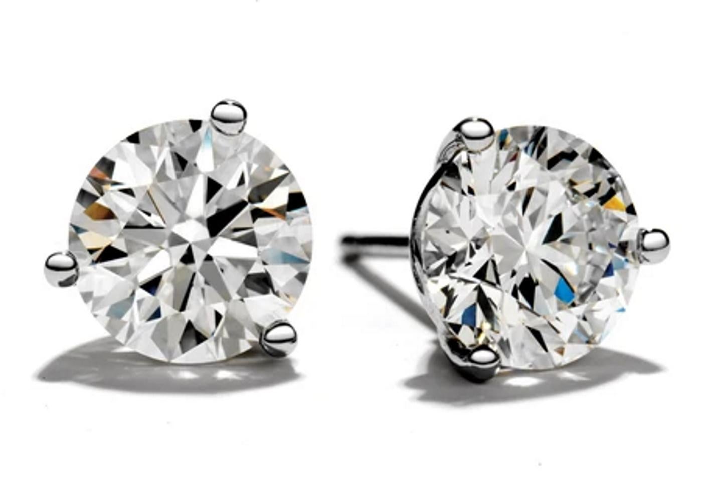 3 Carat Natural Untreated Diamond Studs For Sale at 1stDibs