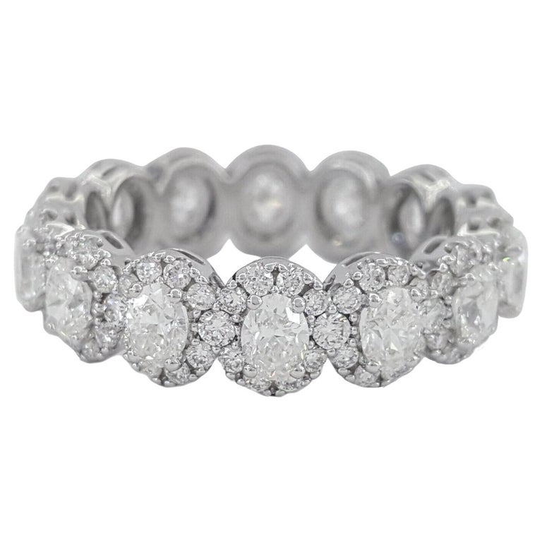3 Carat Oval Halo Eternity Band Ring For Sale at 1stDibs
