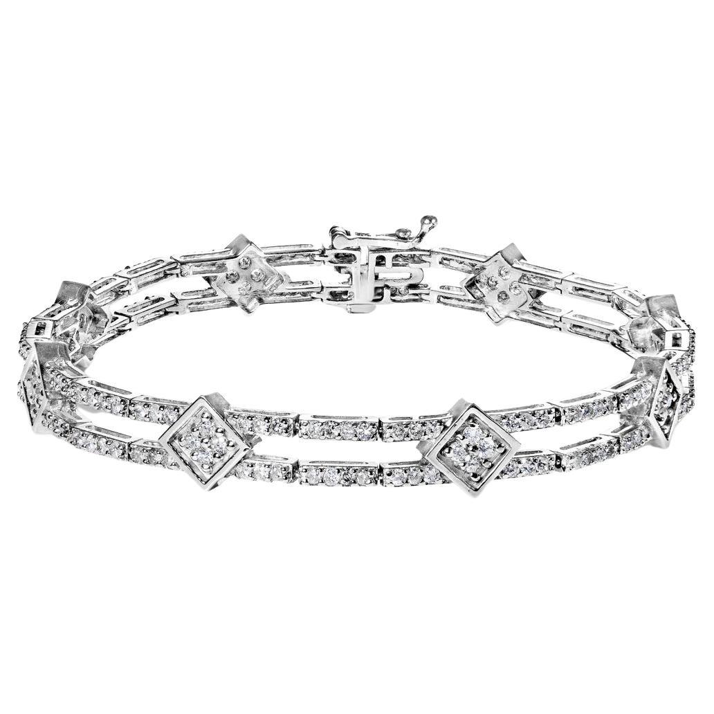 3 Carat Round Brilliant Diamond Tennis Bracelet Certified For Sale At