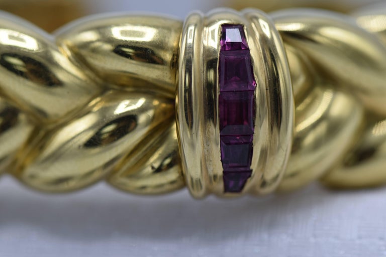 3 Carat Ruby and Gold Bangle Bracelet For Sale at 1stDibs