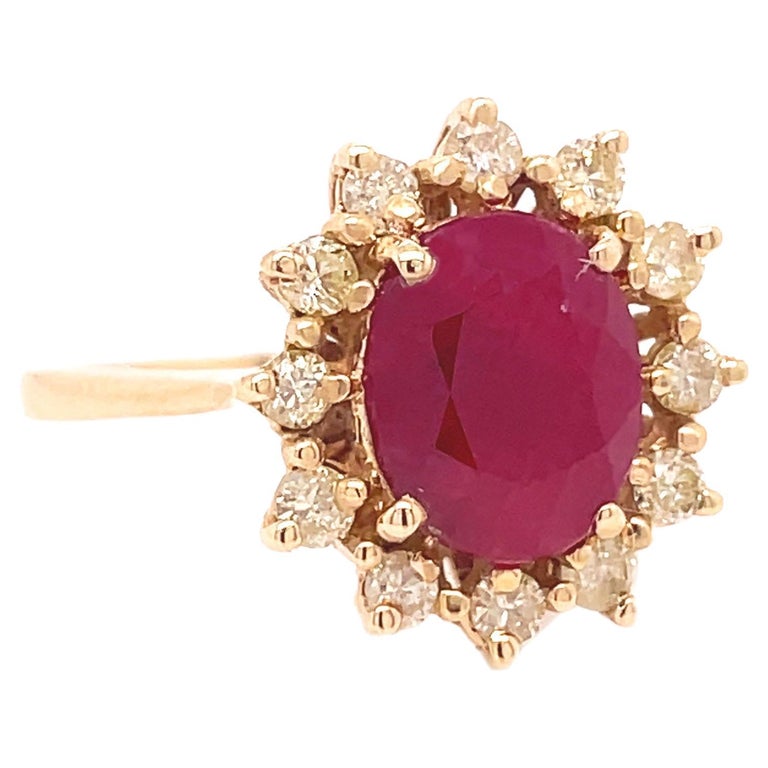 3+ Carat Ruby and Light Fancy Yellow Diamond Yellow Gold Ring For Sale ...