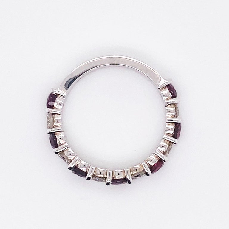 3 Carat Ruby and Diamond 3/4 Band in 14 Karat White Gold, Red Ruby ...