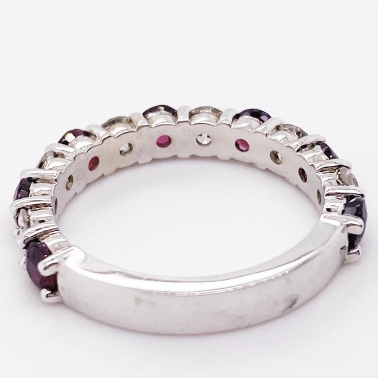 3 Carat Ruby and Diamond 3/4 Band in 14 Karat White Gold, Red Ruby ...