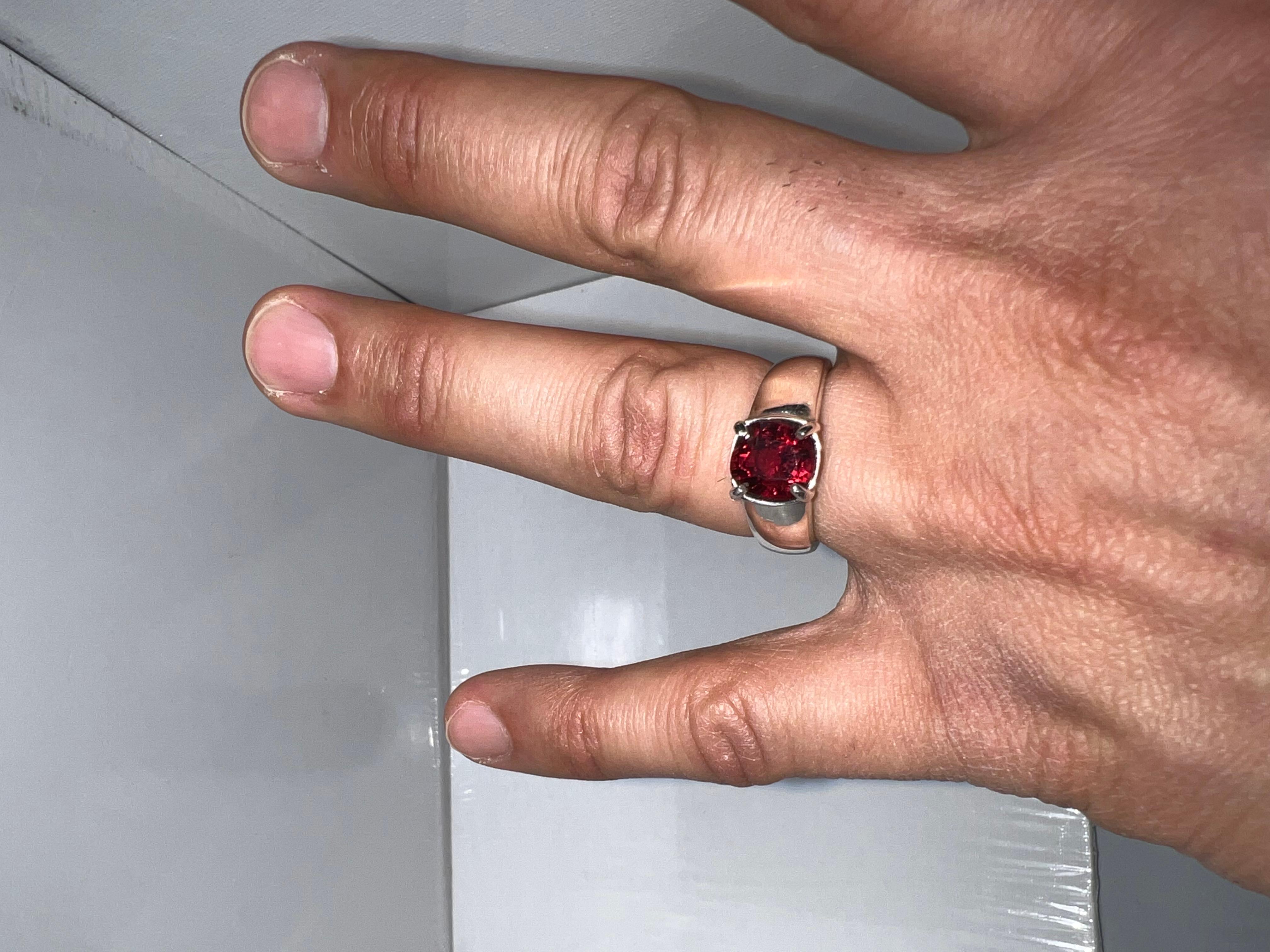 3 Carat Vivid Red Spinel Mens Silver Ring For Sale at 1stDibs | spinel ...