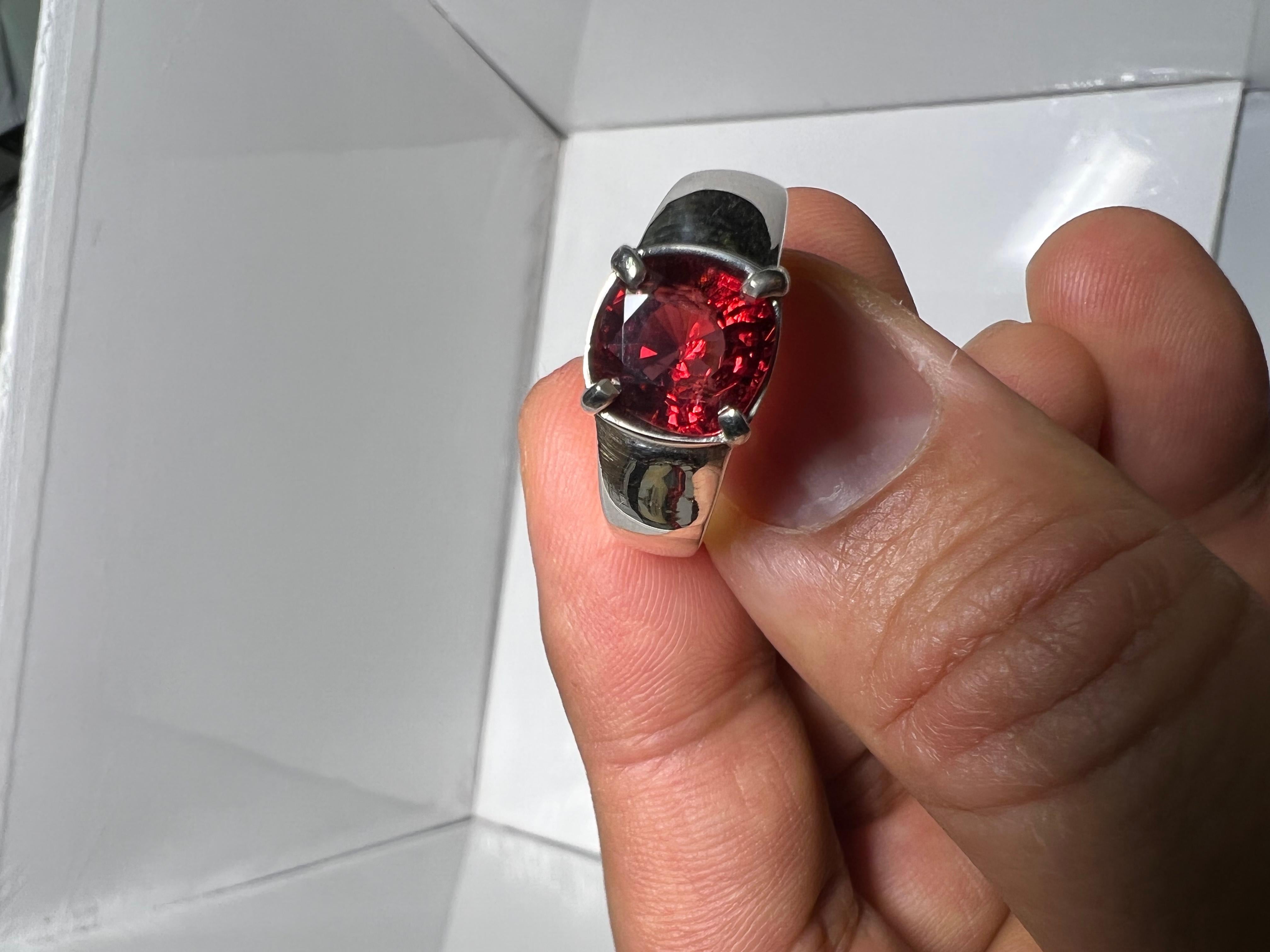 3 Carat Vivid Red Spinel Mens Silver Ring For Sale at 1stDibs | spinel ...