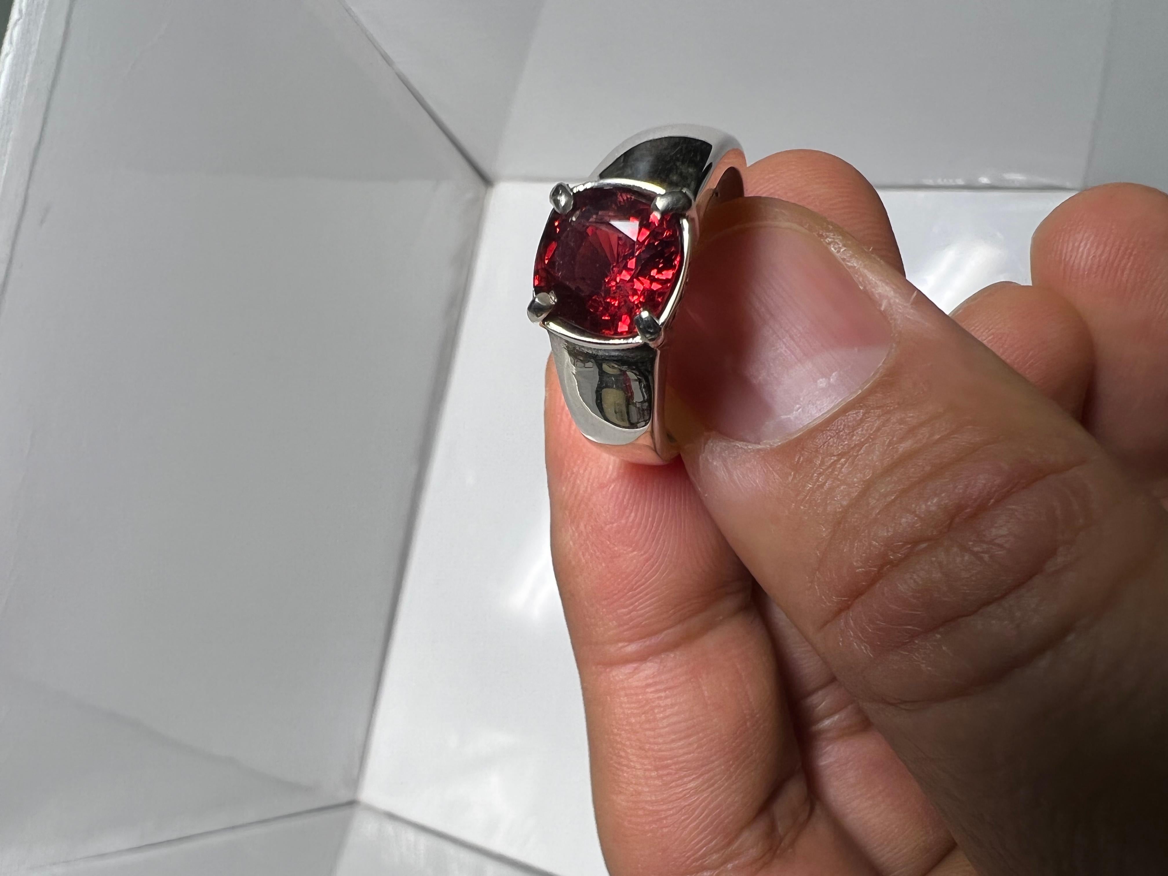 3 Carat Vivid Red Spinel Mens Silver Ring For Sale at 1stDibs | spinel ...