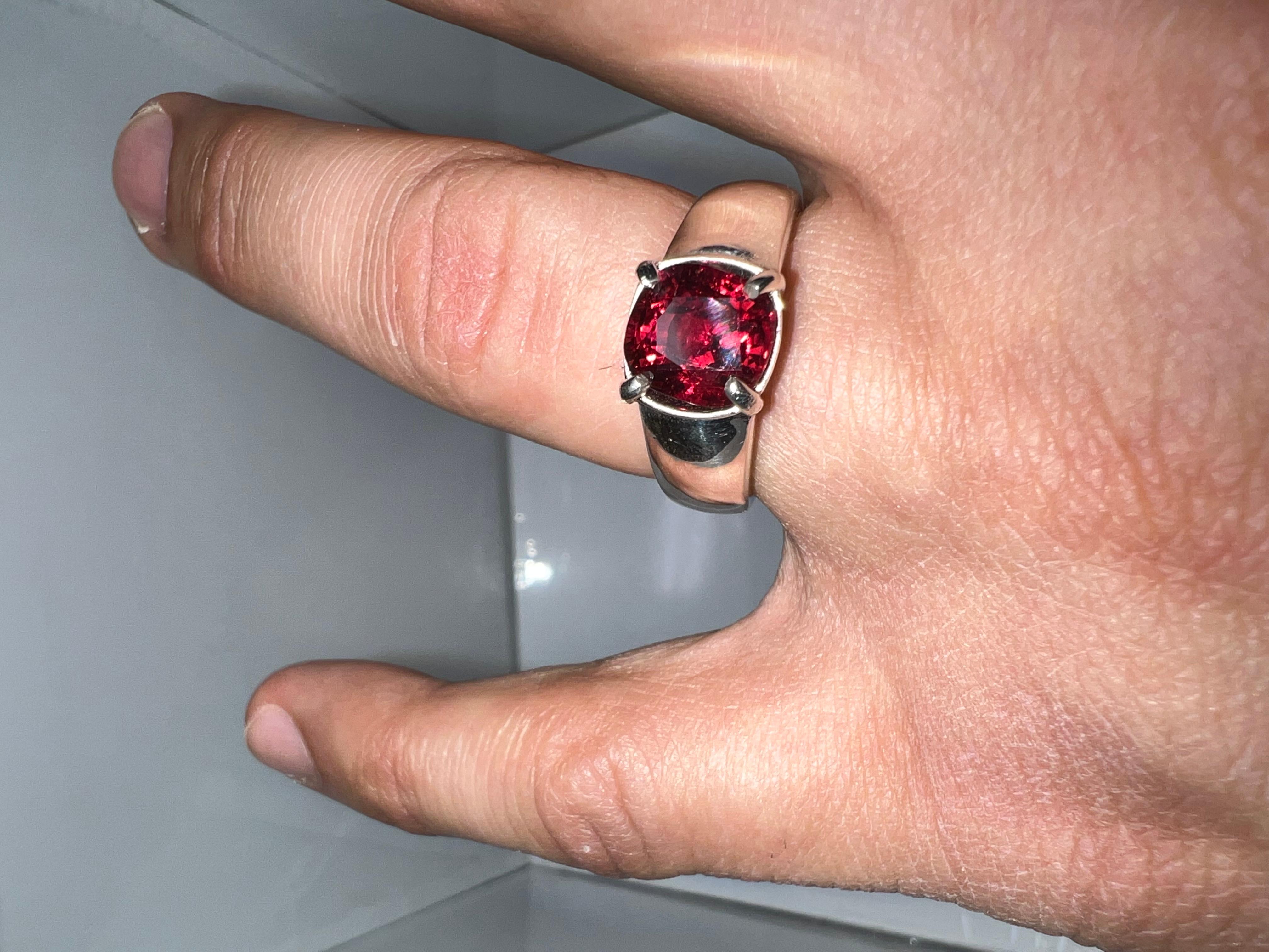 3 Carat Vivid Red Spinel Mens Silver Ring For Sale at 1stDibs | spinel ...