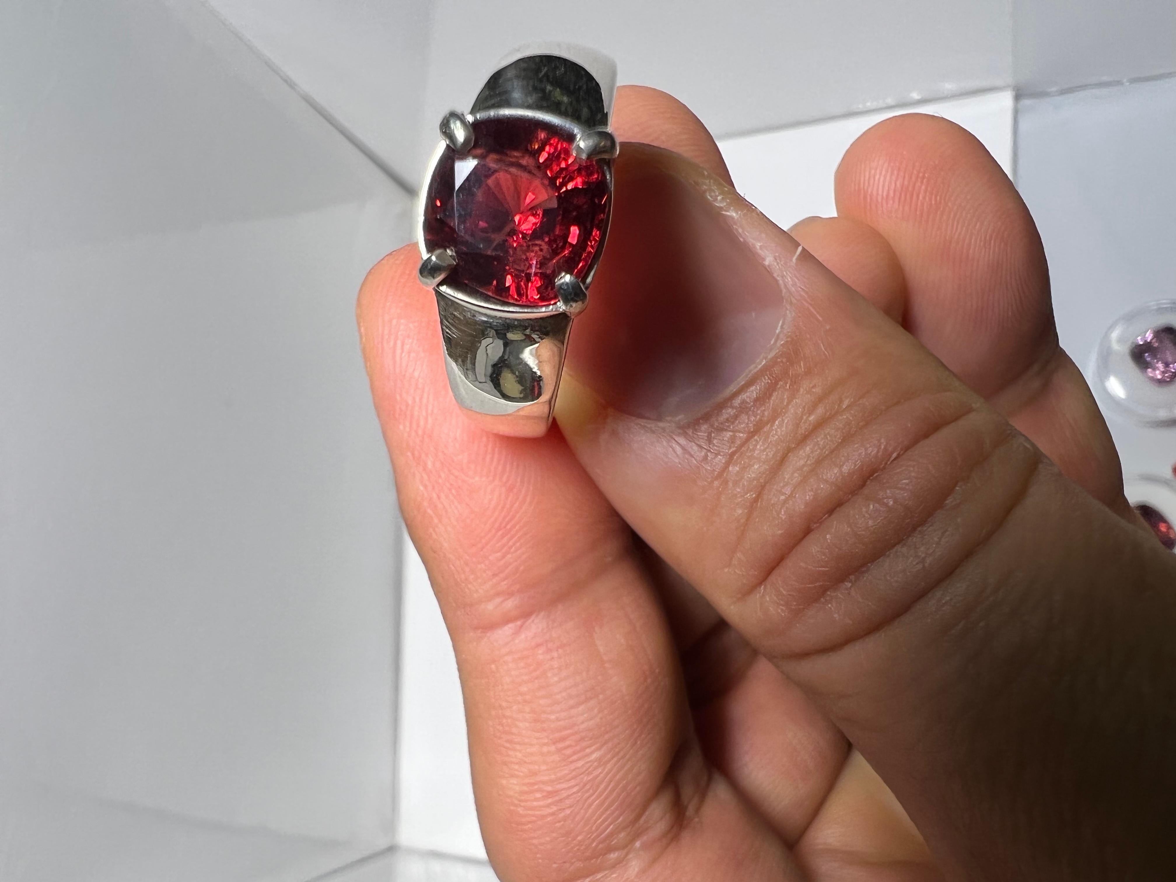 3 Carat Vivid Red Spinel Mens Silver Ring For Sale at 1stDibs | spinel ...