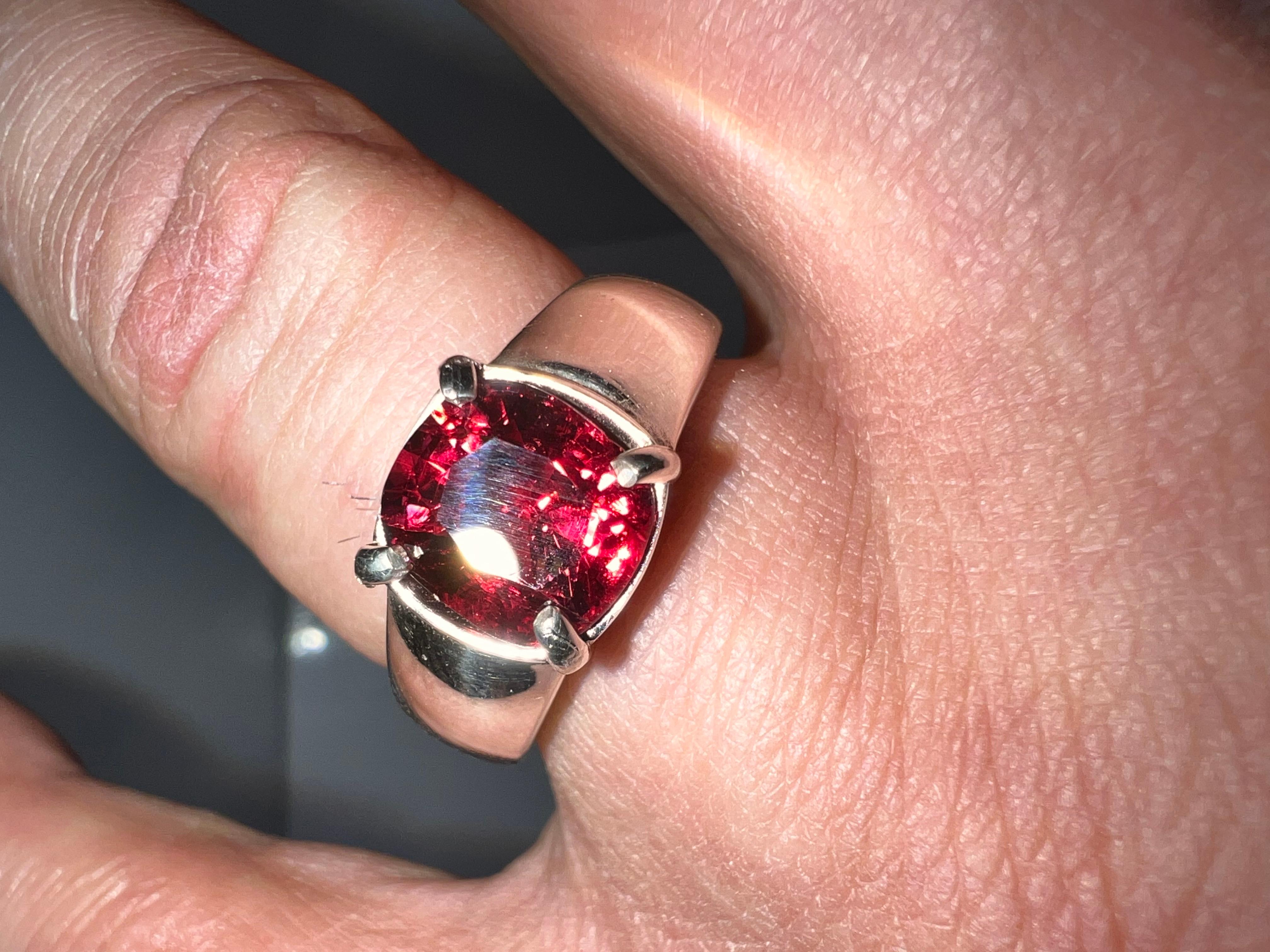 3 Carat Vivid Red Spinel Mens Silver Ring For Sale at 1stDibs | spinel ...