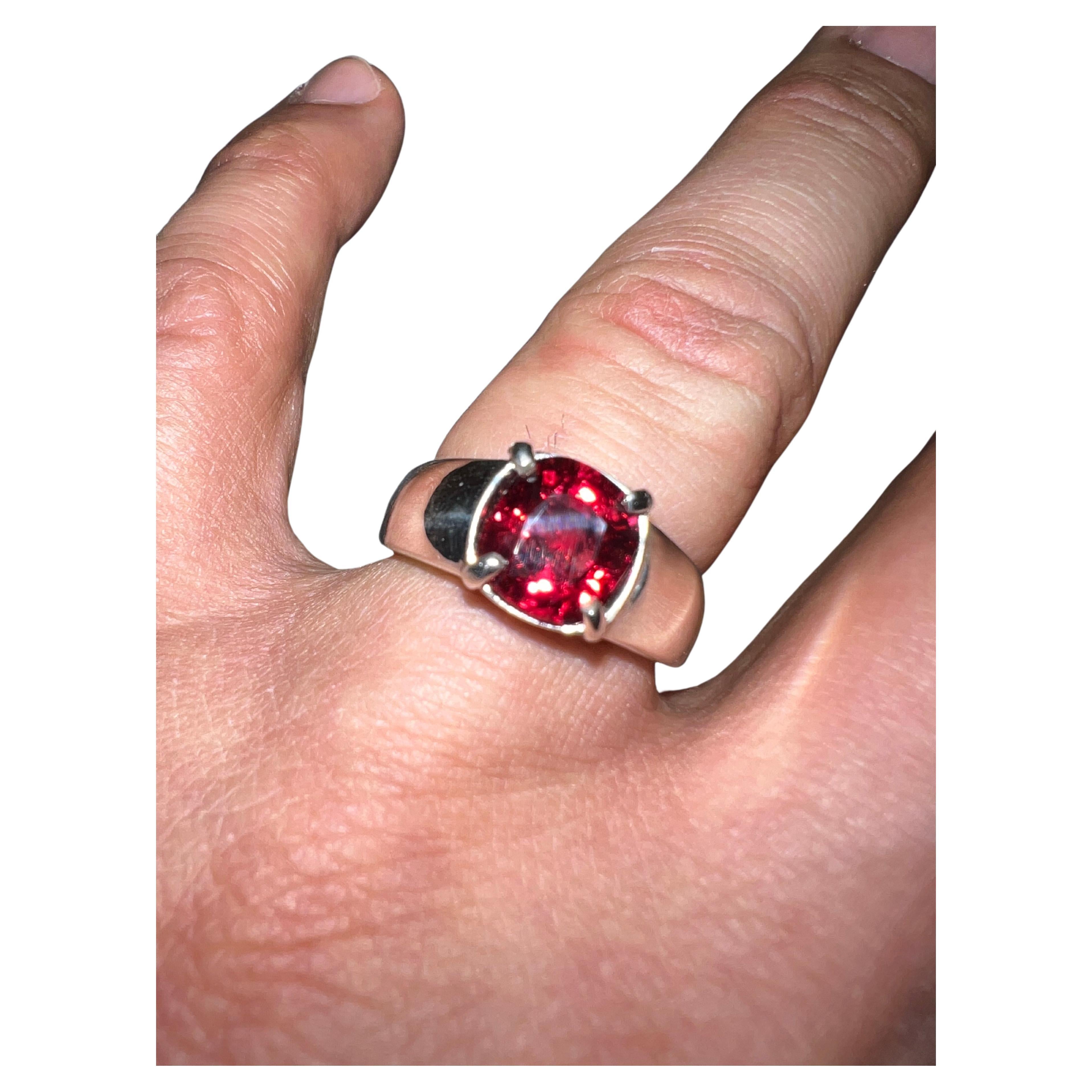 1.5 Carat Vivid Red Spinel Mens Silver Ring For Sale at 1stDibs | mens ...