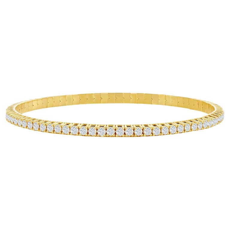3 Carat Yellow Gold Stretch Bangle For Sale at 1stDibs