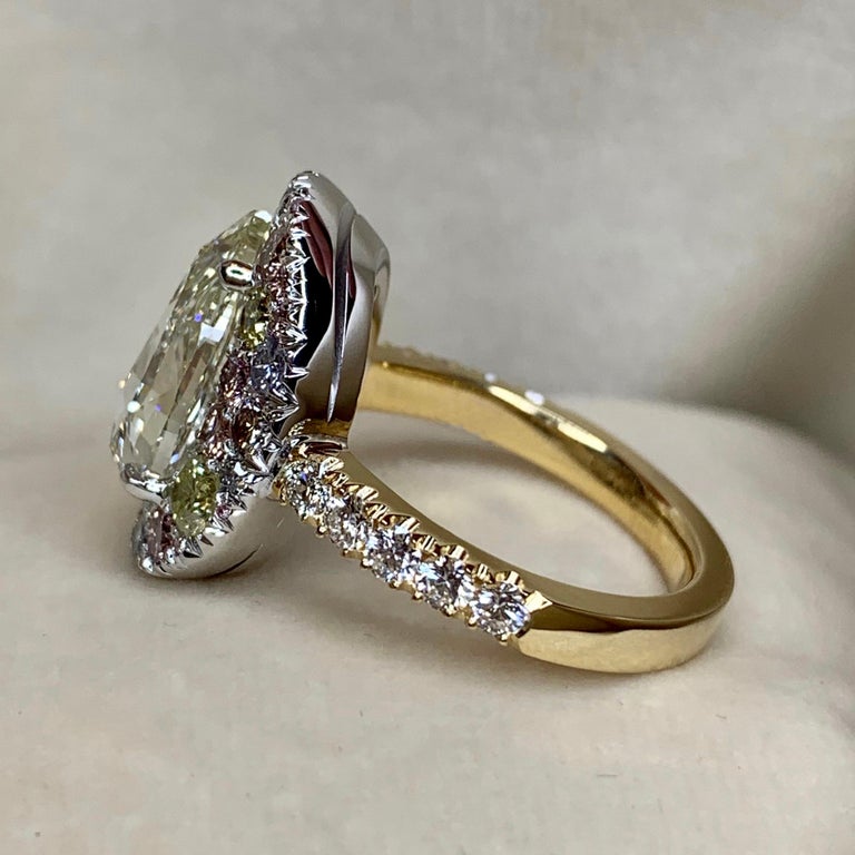 3 Ct. Pear Shape Rose-cut Diamond, Pink, Blue, Yellow Diamond Pave ...