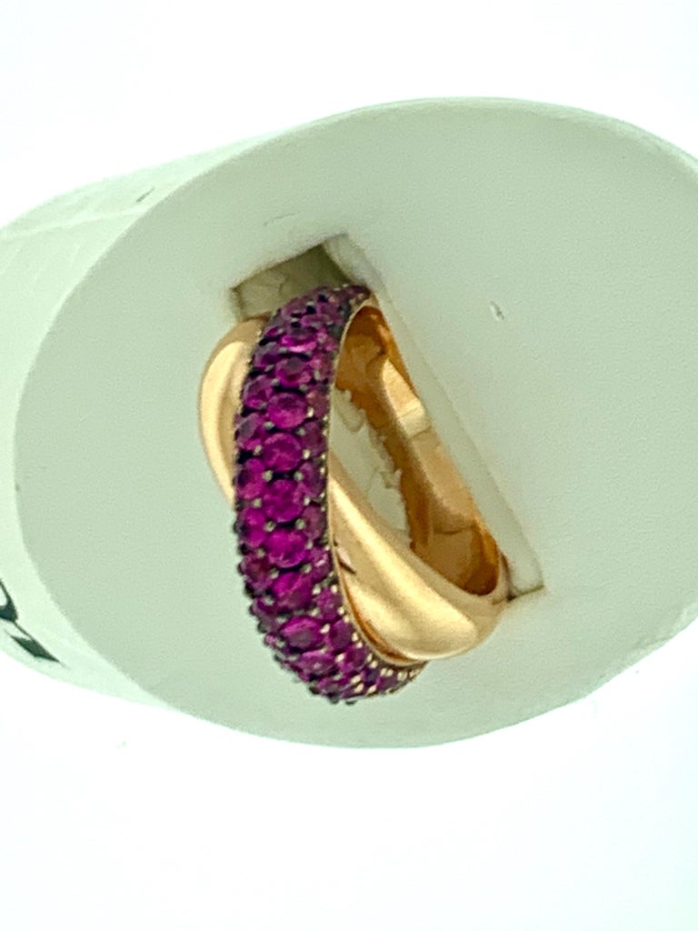 3 Carat Ruby 18 Karat Rose Gold Cross Over Ring 13 Grams Size 8 For ...