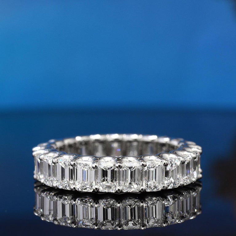 Customizable 3ctw Emerald Cut Eternity Band Shared Prong Design F-G ...