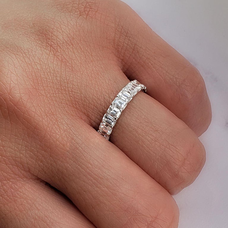 Customizable 3ctw Emerald Cut Eternity Band Shared Prong Design F-G ...