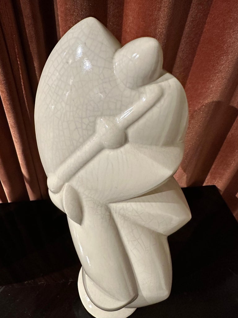 3 Cubist Art Deco Style Musicians Large Ceramic Sculptures For Sale at 1stDibs