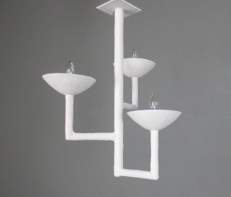 3 Cup Plaster Chandelier For Sale at 1stDibs