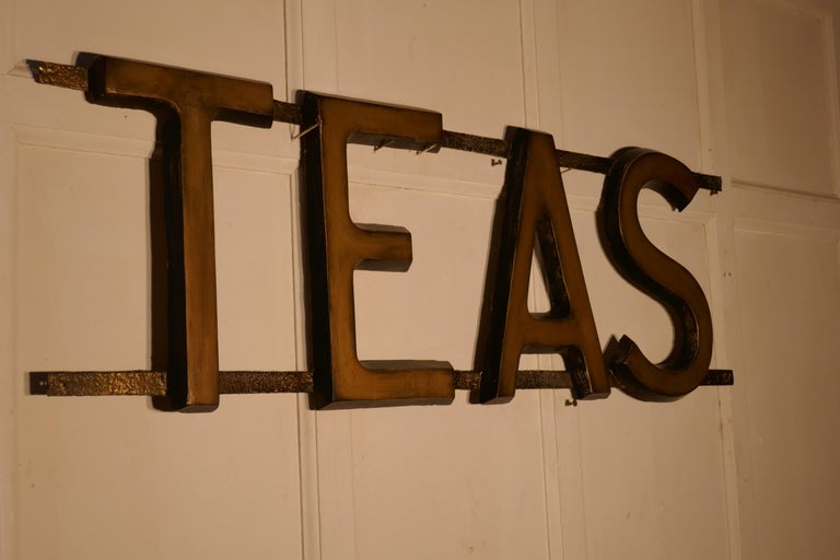 3 Dimensional Large Gilt Letter Wooden Tea Shop Sign at 1stDibs