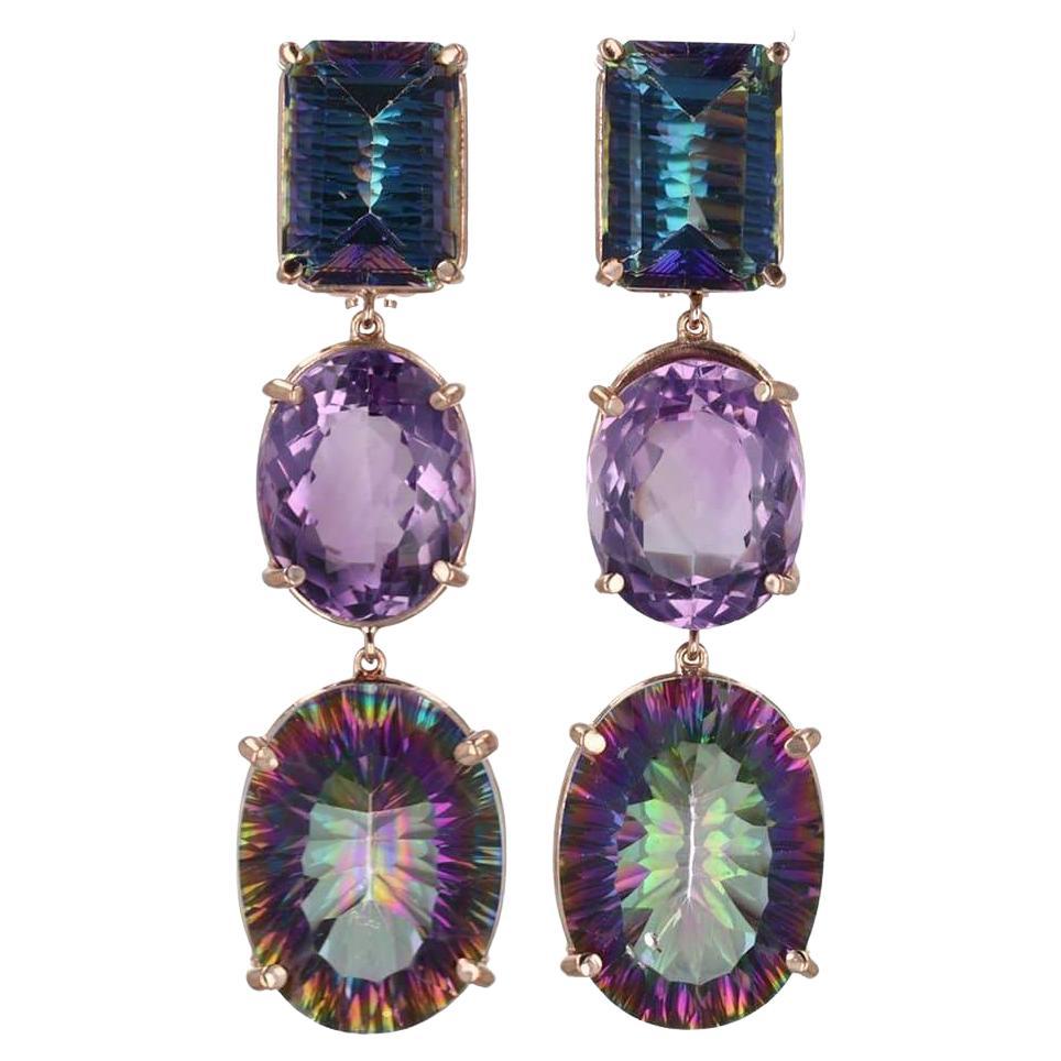 3-Drop Mystical Earring with Pink + Mystic Topaz, 1 Left For Sale at ...