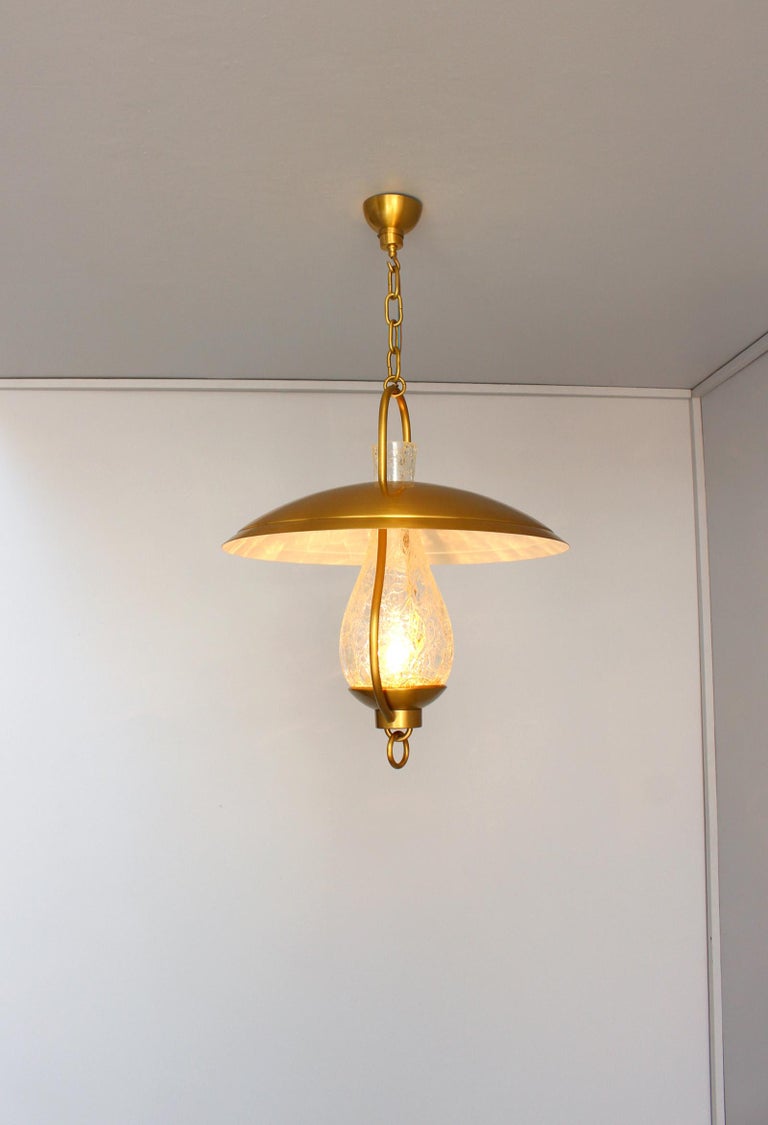 3 Fine French Hanging Bronze and "Craquelé" Glass Lanterns by Jean ...