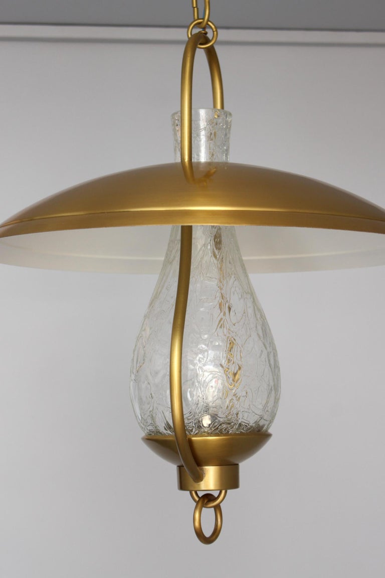 3 Fine French Hanging Bronze and "Craquelé" Glass Lanterns by Jean ...