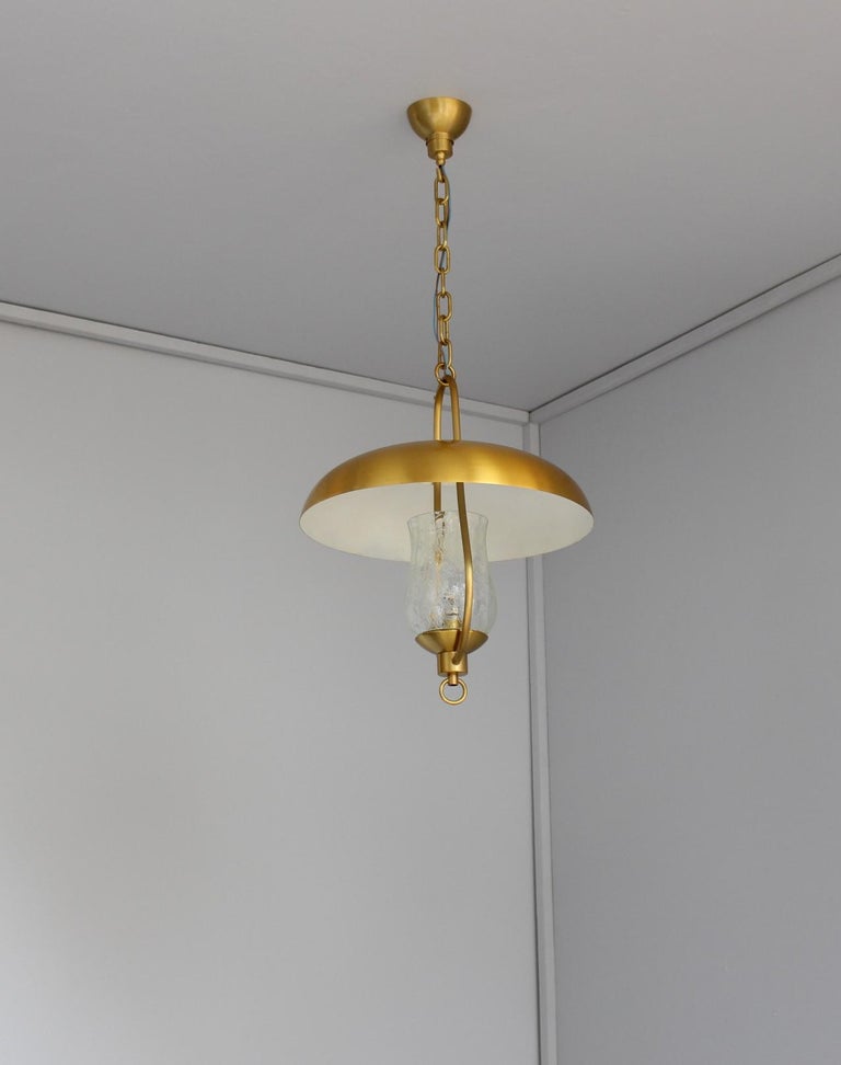 3 Fine French Hanging Bronze and "Craquelé" Glass Lanterns by Jean ...