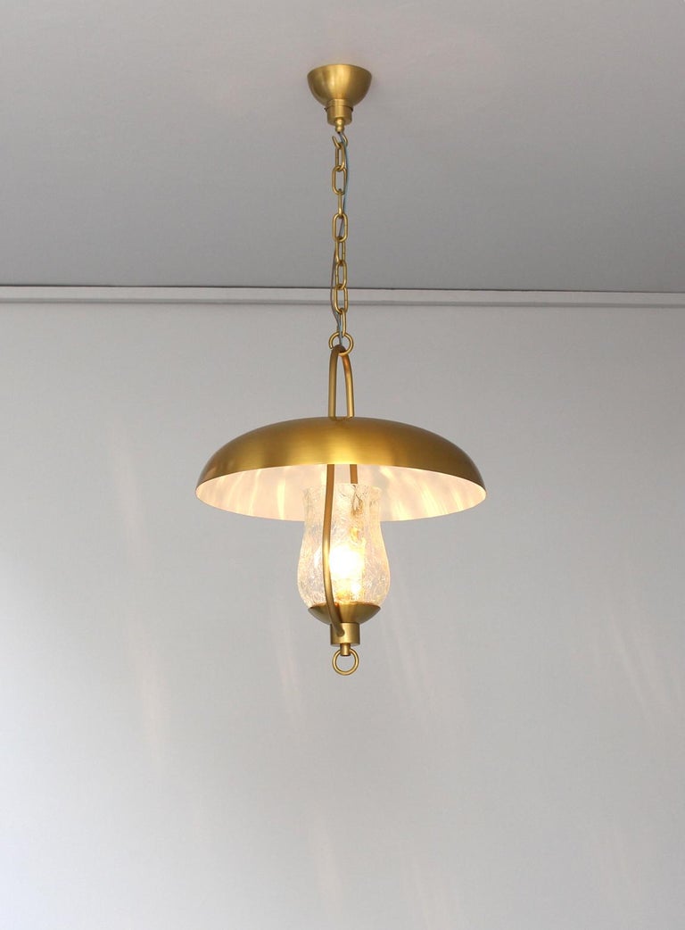 3 Fine French Hanging Bronze and "Craquelé" Glass Lanterns by Jean ...